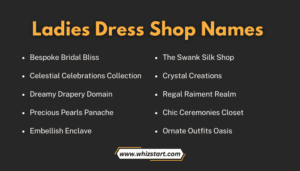 899+ Fashion Dress Shop Names Ideas that Attracts Customers! - Whiz Start