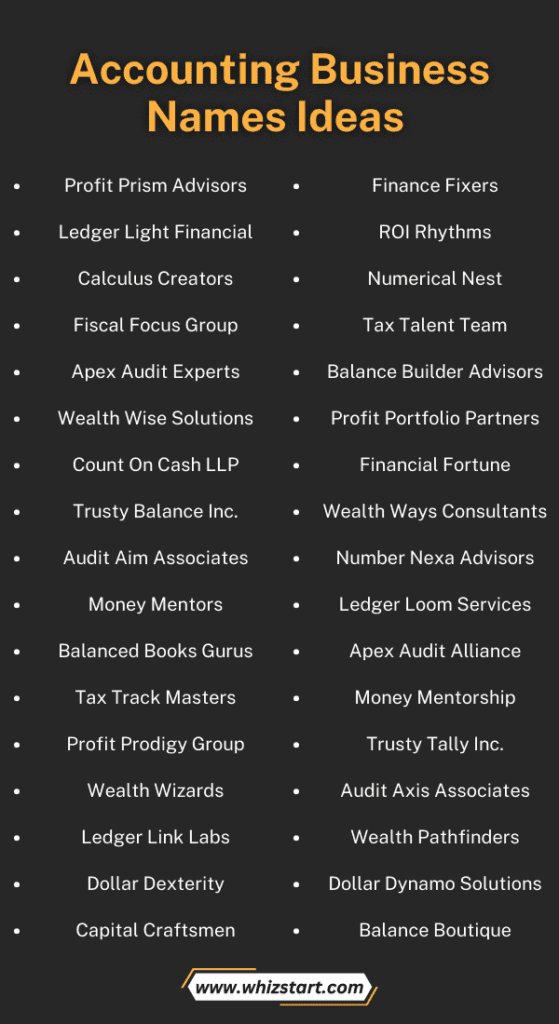 550+ Catchy Accounting Business Names Ideas For You! - Whiz Start