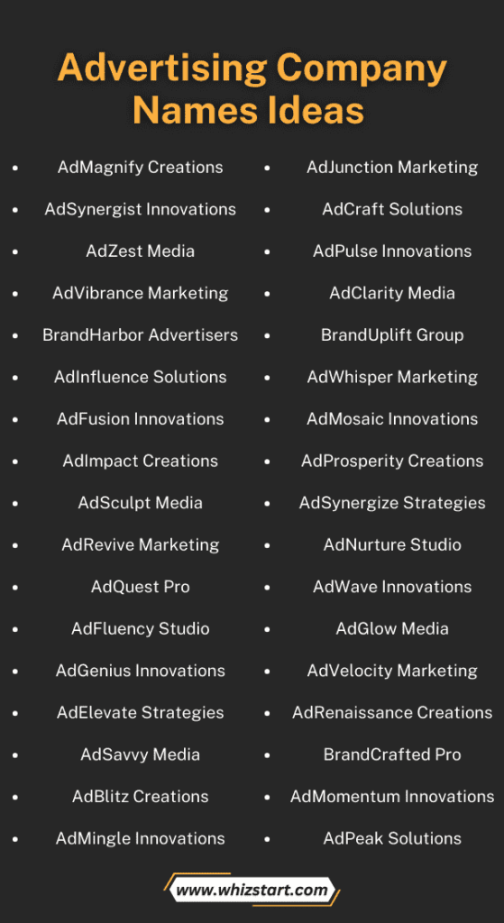 598+ Creative Advertising Company Names Ideas List! - Whiz Start