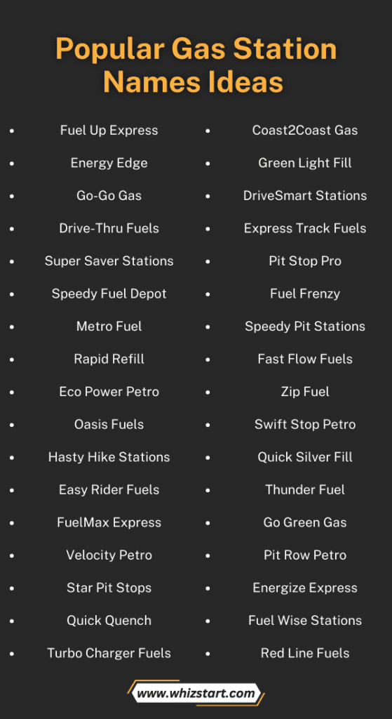 Gas Station Names Ideas: 550+ Popular Suggestions! - Whiz Start