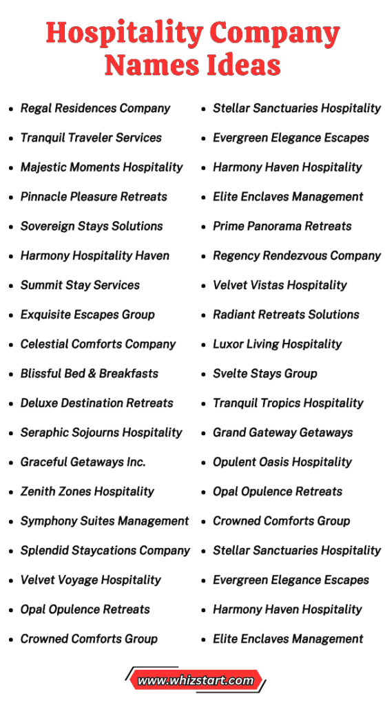 689+ Unique Hospitality Company Names Ideas List - Whiz Start