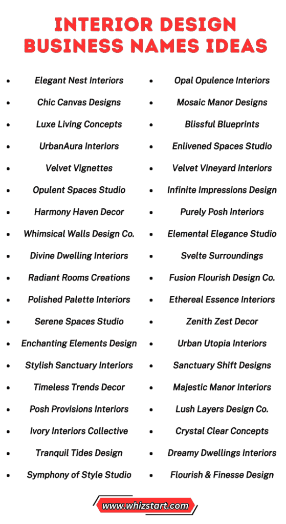 853+ Interior Design Business Names Ideas You Must Use! - Whiz Start