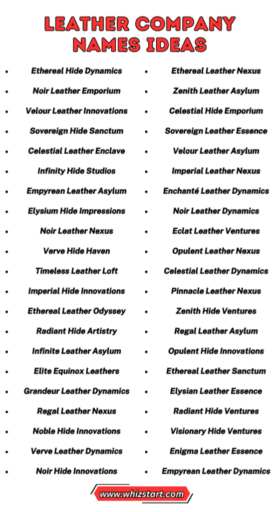 835+ Best Leather Company Names Ideas You Must Check! - Whiz Start
