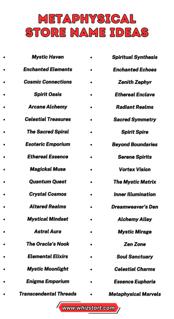 950+ Attractive Metaphysical Store Names Ideas for Inspiration! - Whiz ...
