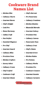 Fancy Cookware Brand Names Ideas List - Whiz Start