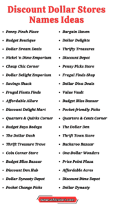 780+ Best Discount Dollar Store Names Ideas - Whiz Start