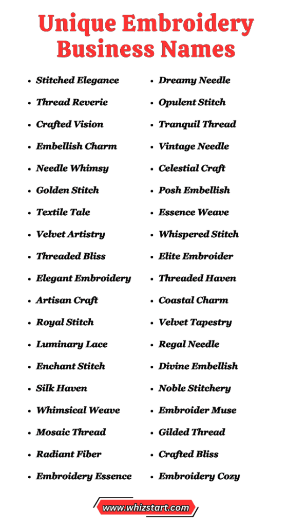 Unique Embroidery Business Names Ideas for Inspiration! - Whiz Start