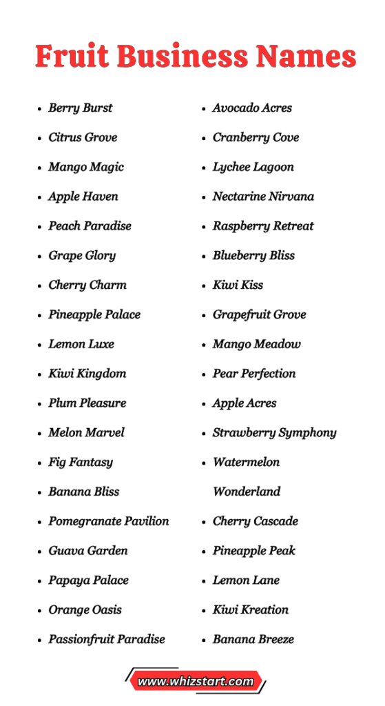 770+ Fruit Business Names Ideas that Will Attract Buyers - Whiz Start