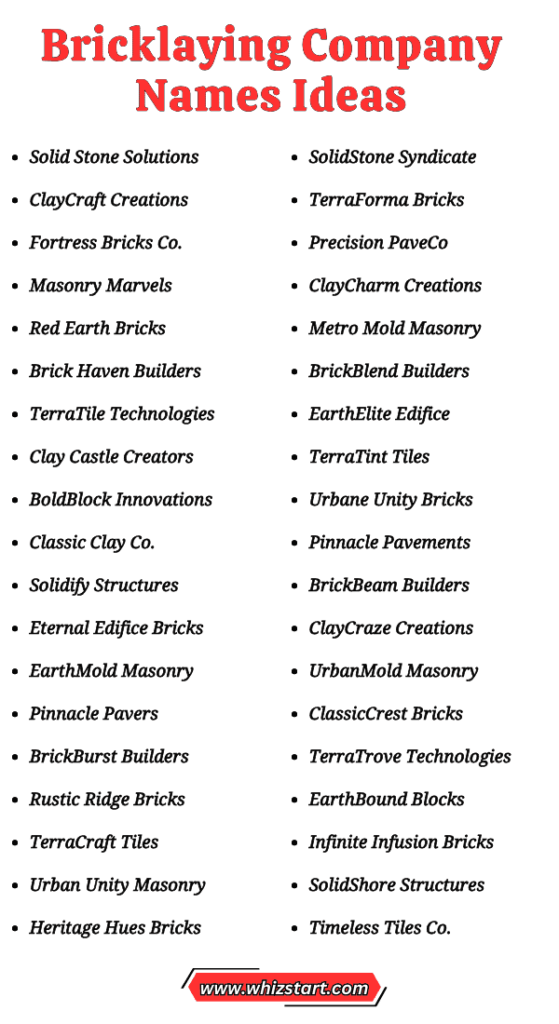 850+ Classic Brick Company Names Ideas You Must Check! - Whiz Start