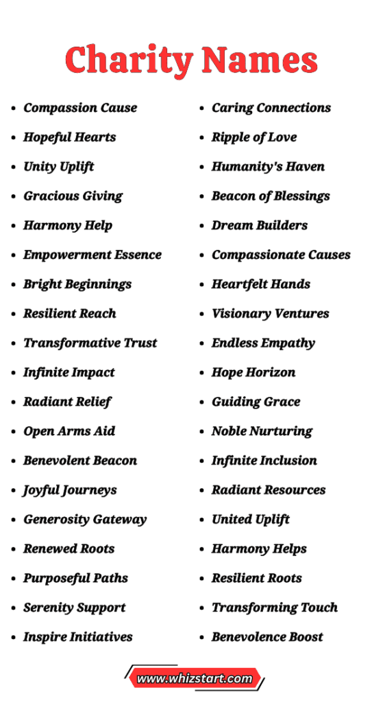 Charity Names Ideas: 800+ Famous Suggestions - Whiz Start