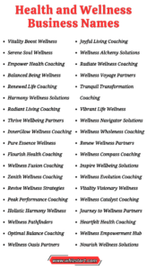 800+ Health and Wellness Coach Business Names Ideas - Whiz Start
