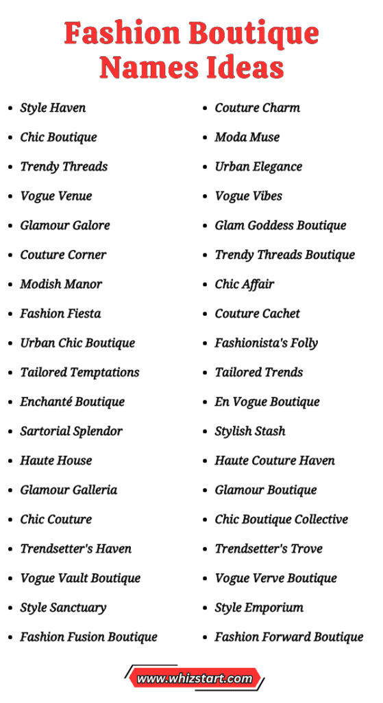Fashion Boutique Names Ideas That Radiate Style and Elegance - Whiz Start