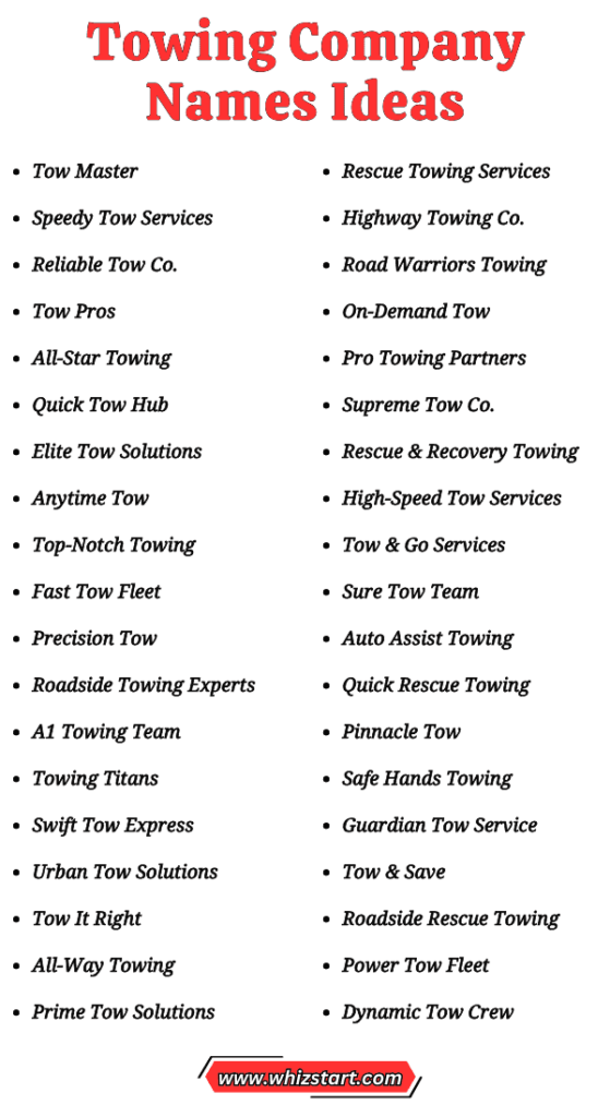 780+ Promising Towing Company Names Ideas to Trust - Whiz Start