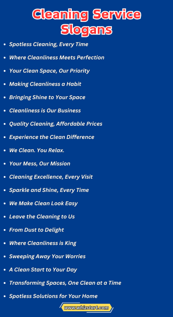 327+ Top Cleaning Service Slogans and Cleaning Taglines - Whiz Start