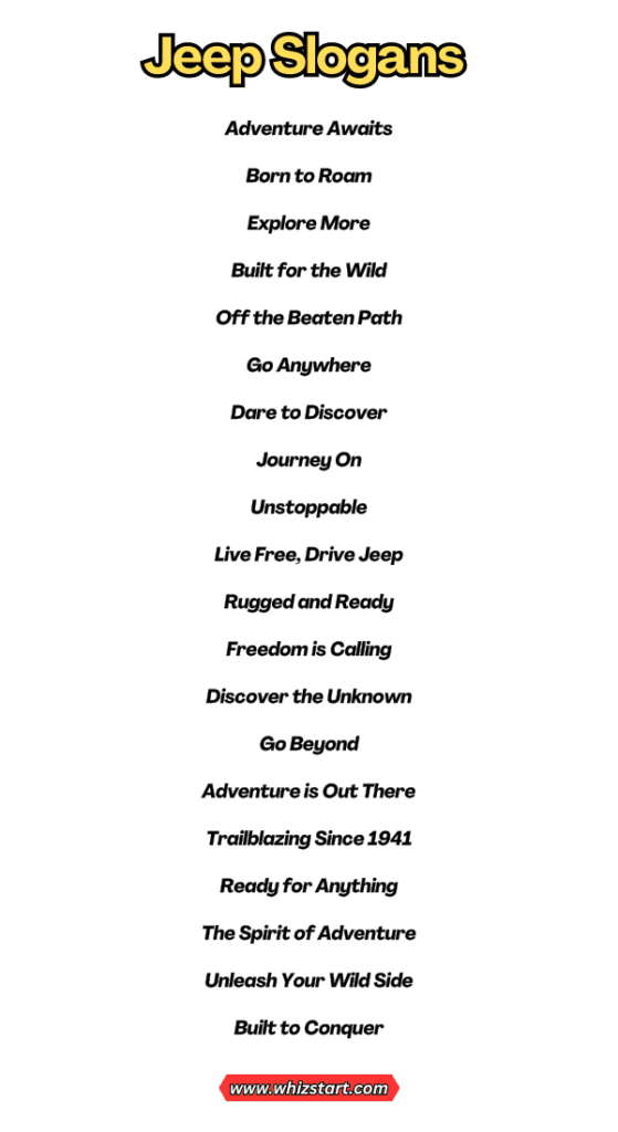 320+ Catchy Jeep Slogans, Taglines and Phrases - Whiz Start