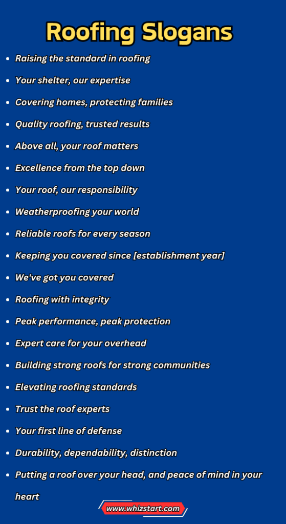 370+ Catchy Roofing Slogans and Taglines - Whiz Start