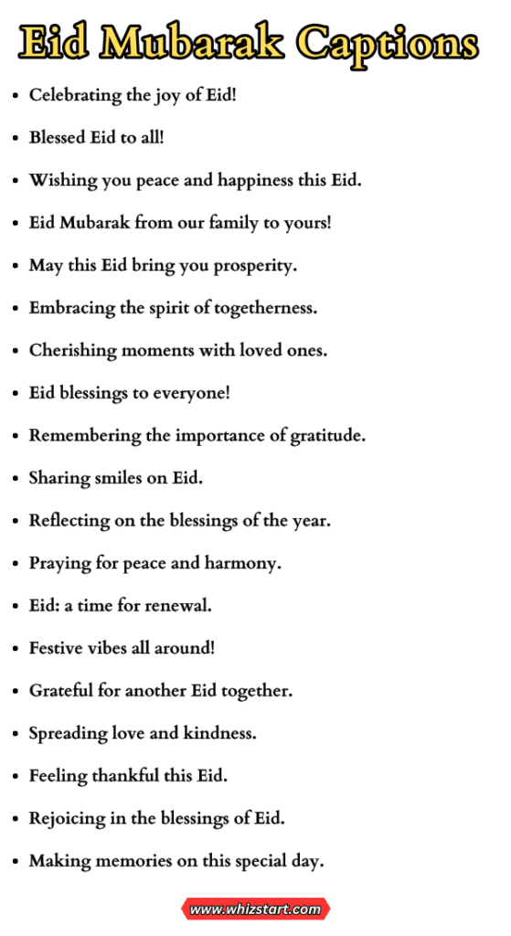 243 Short Eid Mubarak Captions And Wishes For Instagram Whiz Start
