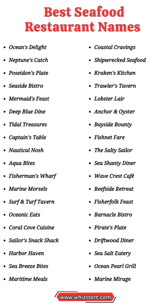 584+ Unique Seafood Restaurant Names Ideas for Your Menu - Whiz Start