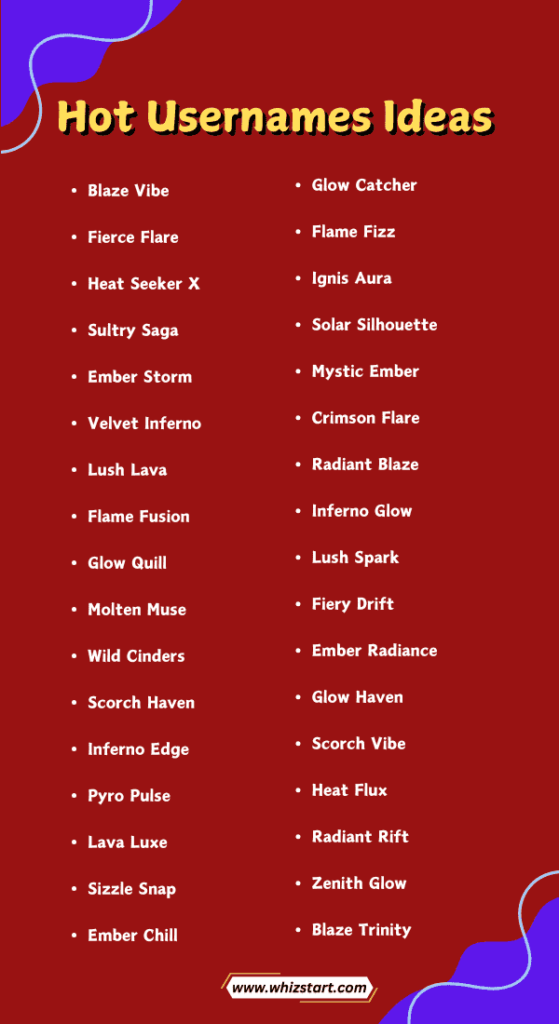 Hot Usernames Ideas for Instagram and TikTok You’ll Love - Whiz Start