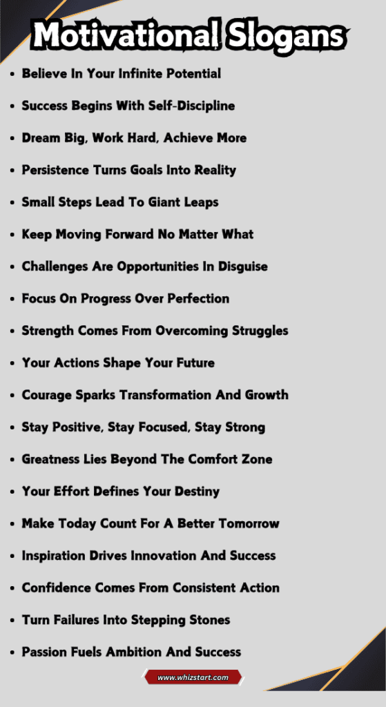100+ Powerful Motivational Slogans for Work, Team and Sports - Whiz Start