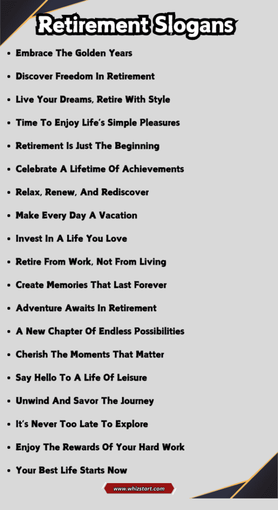 140+ Top Retirement Slogans for a Memorable Send-Off - Whiz Start
