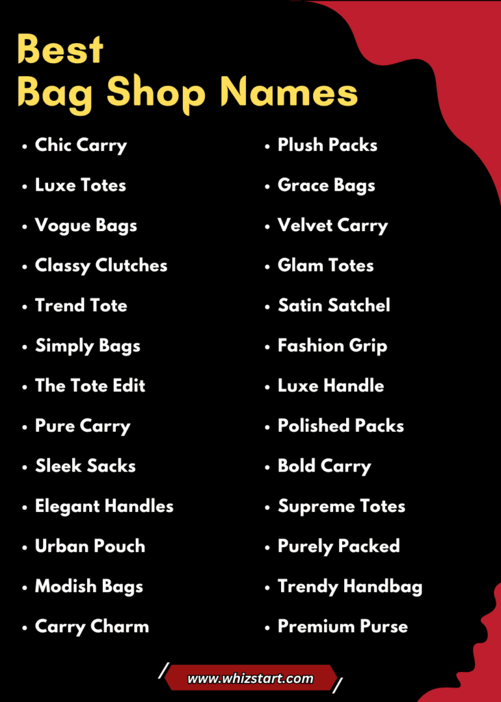 Bag Shop Names: Top 100 Trendy Ideas for Your Fashion Store - Whiz Start