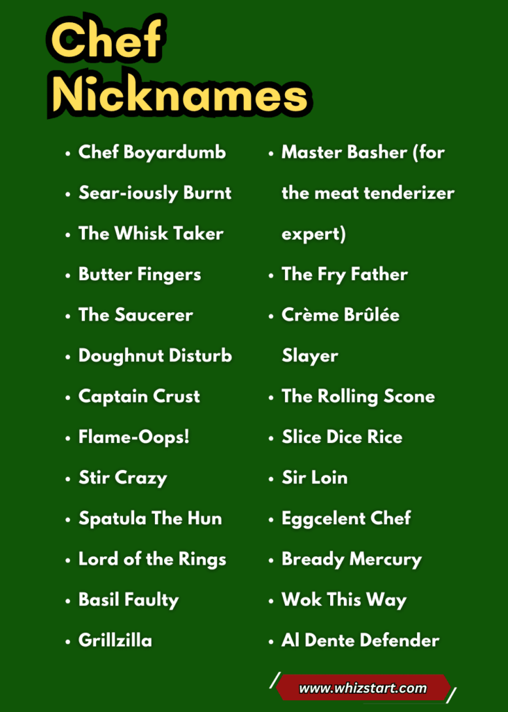 Funny Chef Nicknames: 150+ Creative Chef Names Ideas
