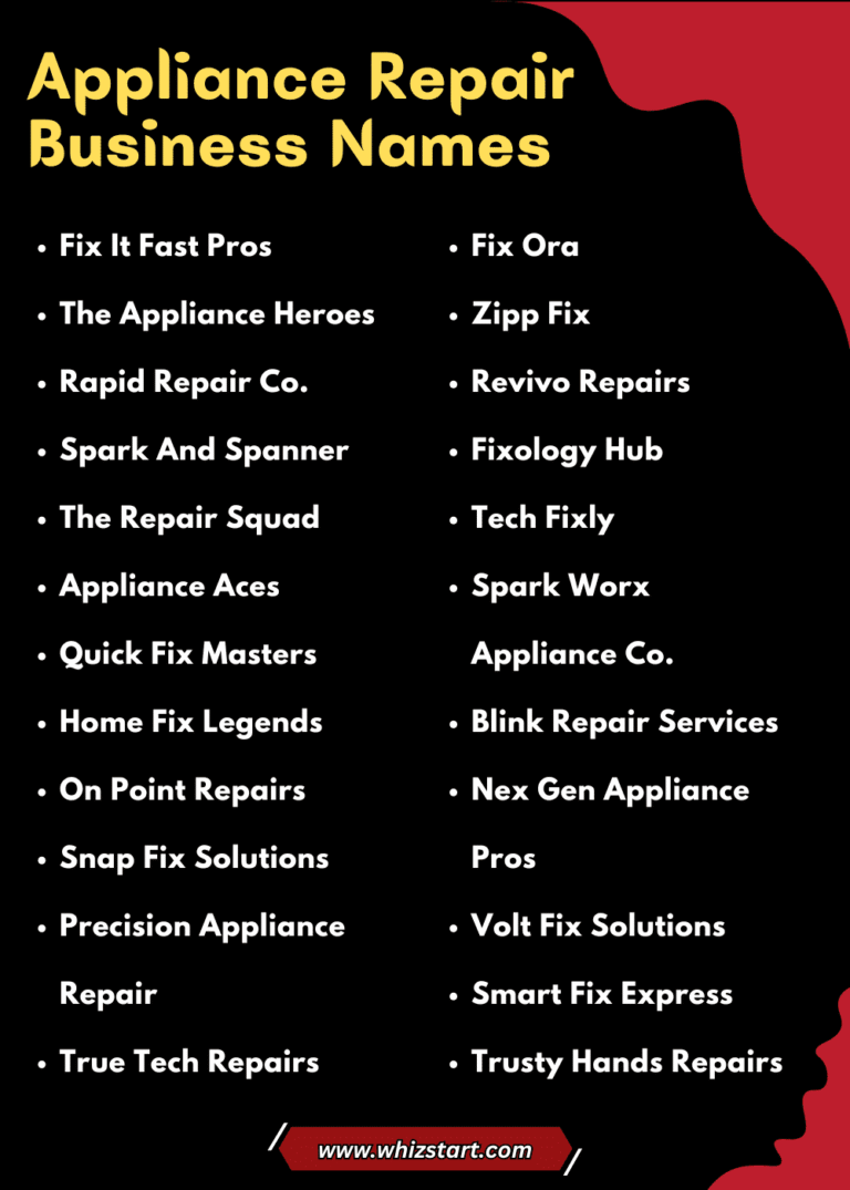 320+ Appliance Repair Business Names: Ultimate Naming Guide - Whiz Start